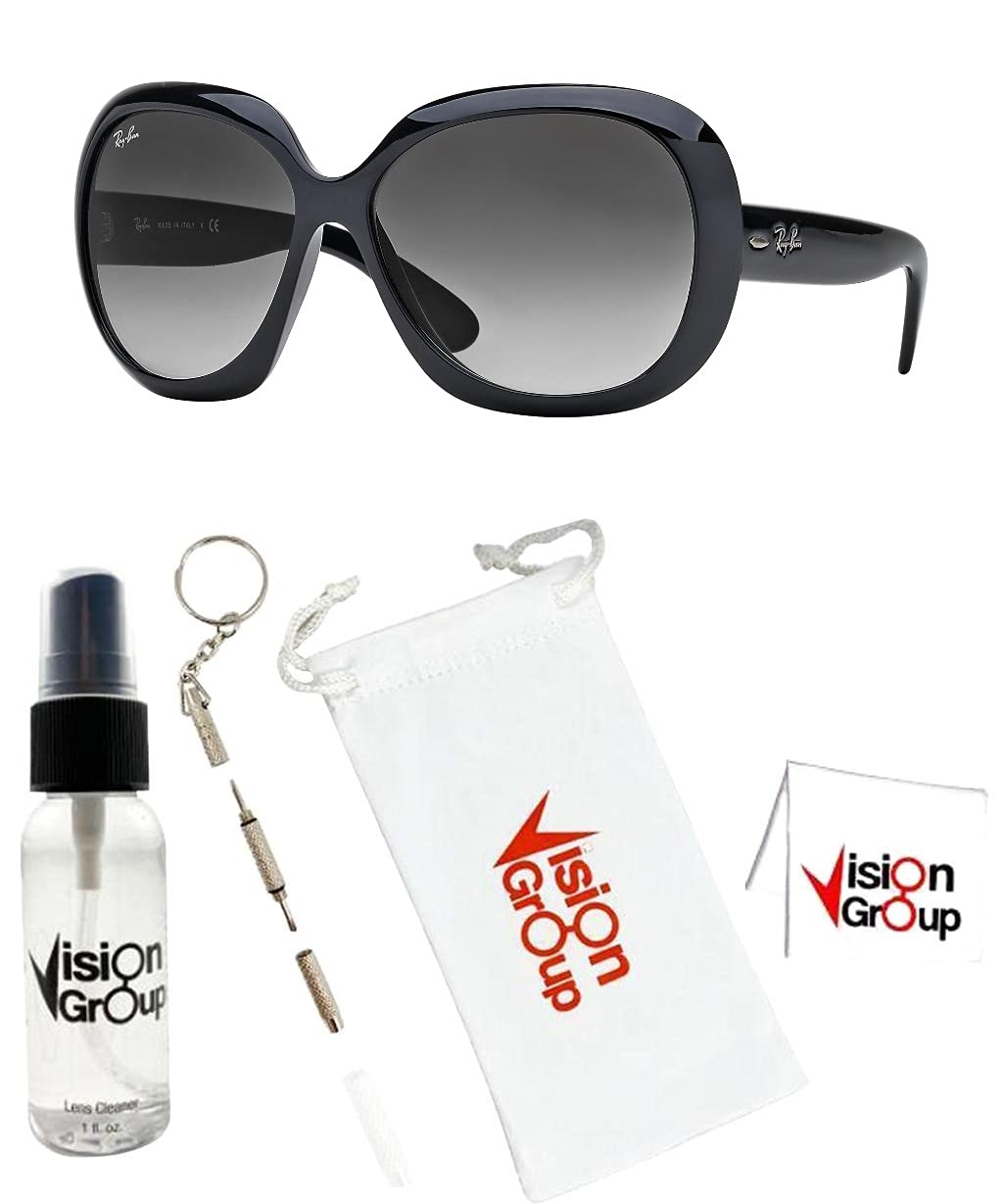 Ray-Ban RB4098 Jackie Ohh II Sunglasses + Vision Group Accessories Bundle (Black/Light Grey Gradient Dark Grey (601/8G)