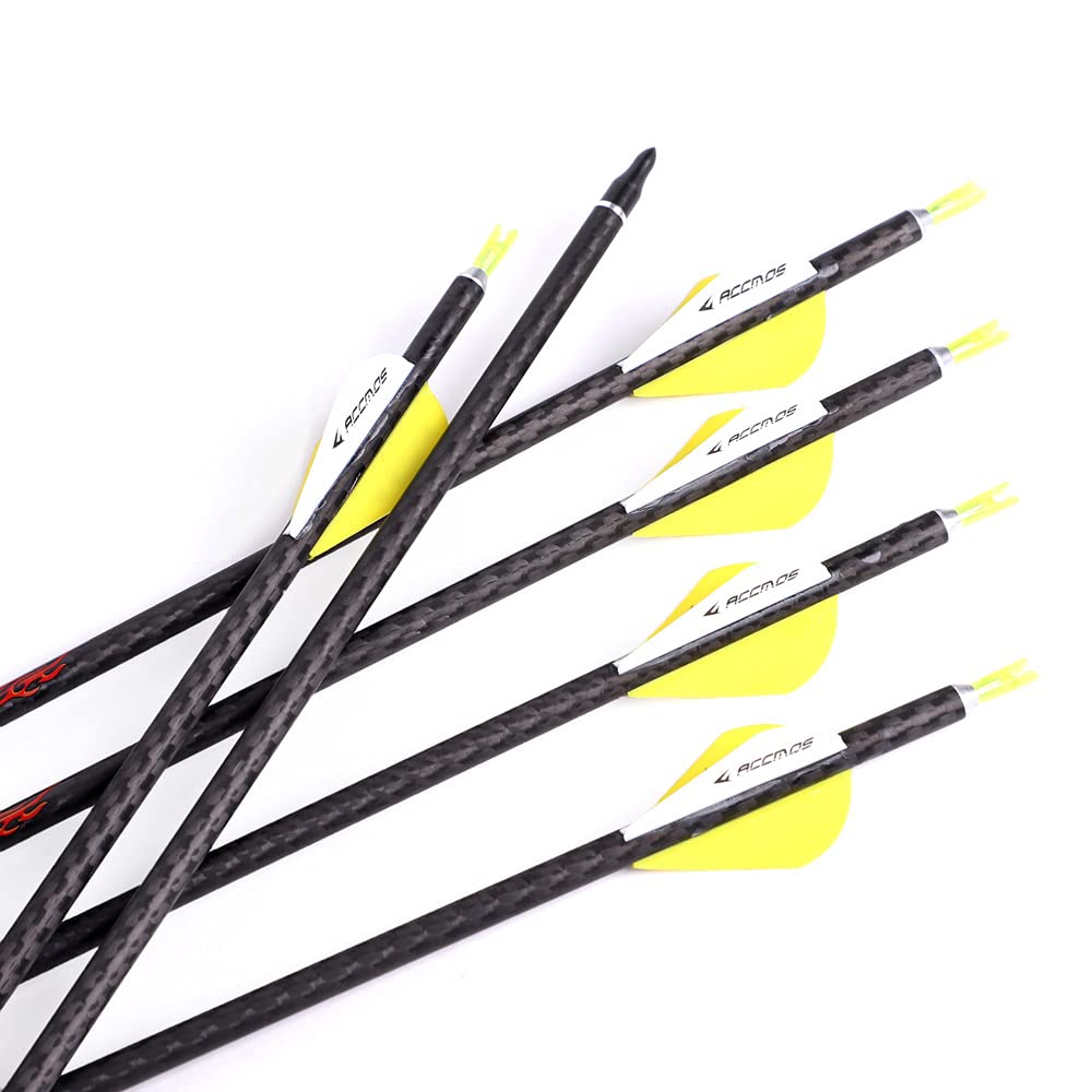 Spine 200 Arrow 28 Inch Arrow Target Practice Arrow Hunting Arrow Carbon Arrows Compound Bow Recurve Bow Adult Youth Archery Indoor Outdoor Shooting Field Tip 12pc