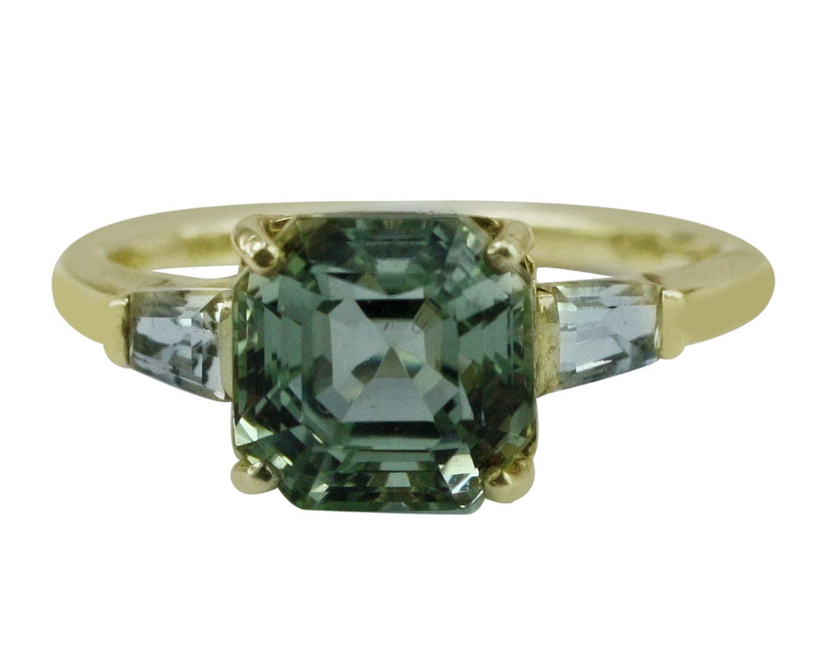 Carillon Green Amethyst February Birthstone Ring 8MM Natural Gemstone 925 Sterling Silver Ring Wedding Ring (Yellow Gold Plated) for Women (6)