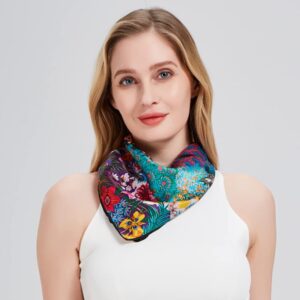 Aufeel Women's 100% Pure Mulberry Silk Small Square Scarf - Neckerchief Women - Silk Headscarf - 21" x 21" (Zebra)