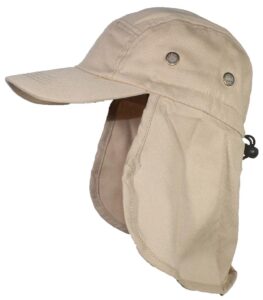 tropic hats men/women summer ballcap with neckflap protection - khaki