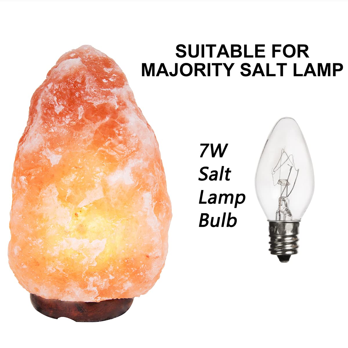 OHLGT Salt Lamp Light Bulbs 7 Watt, Himalayan Salt Lamp Original Replacement Bulbs E12 Socket Long Lasting Incandescent Bulbs -12 Pack (Low Wattage)