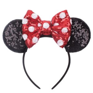 jiahang polka dot mic mouse ear headband sequin bow costume headwear amusement park headpiece for women girls