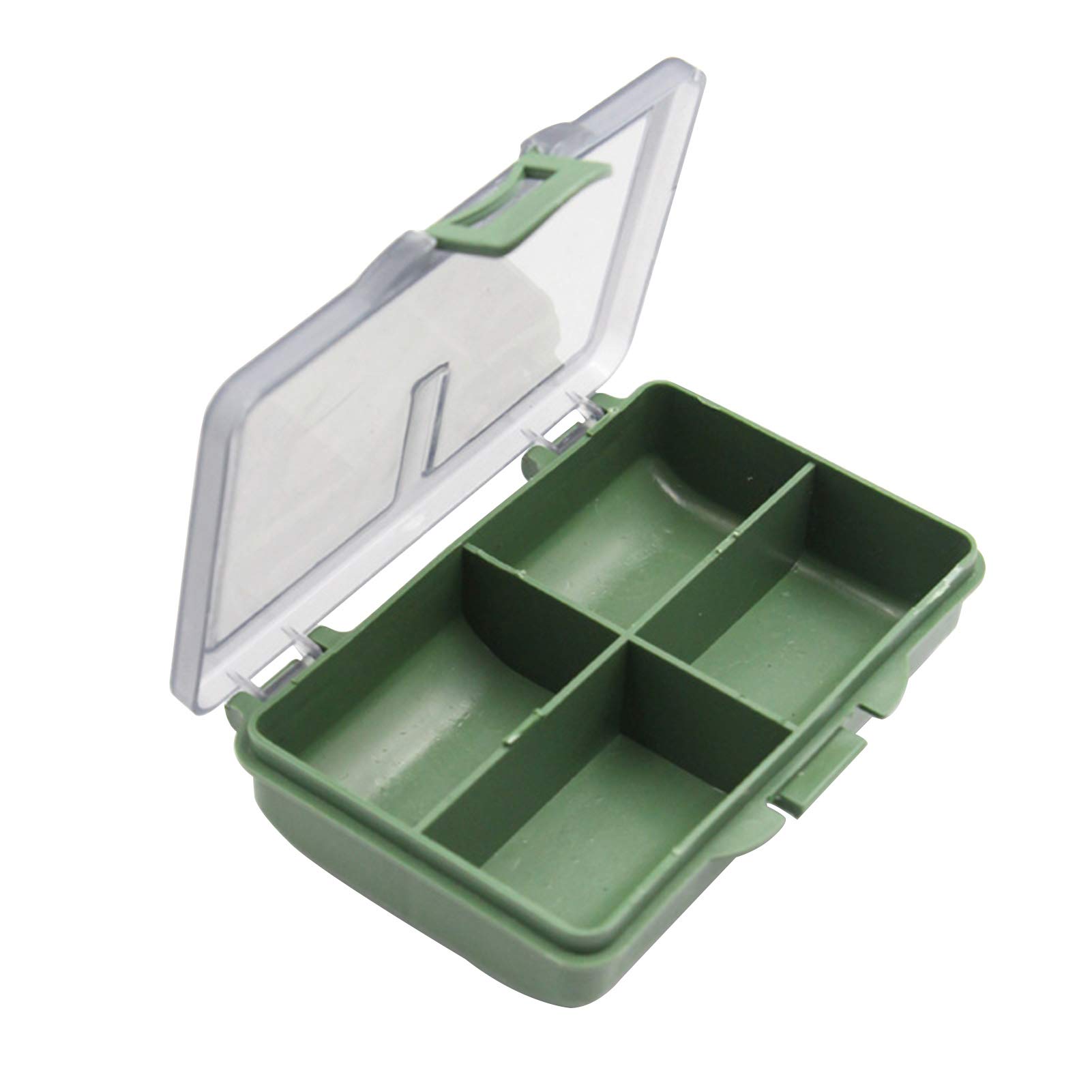 Washranp Fishing Tackle Box Multi-Grid PE Plastic Fish Hook Bait Fishing Storage Box with Transparent Lid Tackle Box Organizer Green 4 Grid