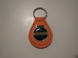 1965 - 1970 shelby gt-350 gt350 gold side stripe logo leather keychain - pumpkin