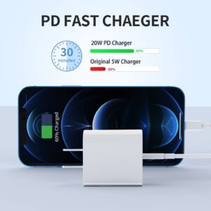 30W iPhone USB C Charger, 2 Pack USB C Wall Fast Charger Adapter with 2 Pack 6FT Type C to Lightning Cable for iPhone 14 13 12 11 Pro Max XR XS X,iPad