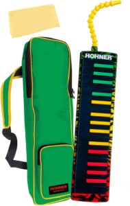 hohner 32-key airboard - rasta print bundle with gig bag and austin bazaar polishing cloth