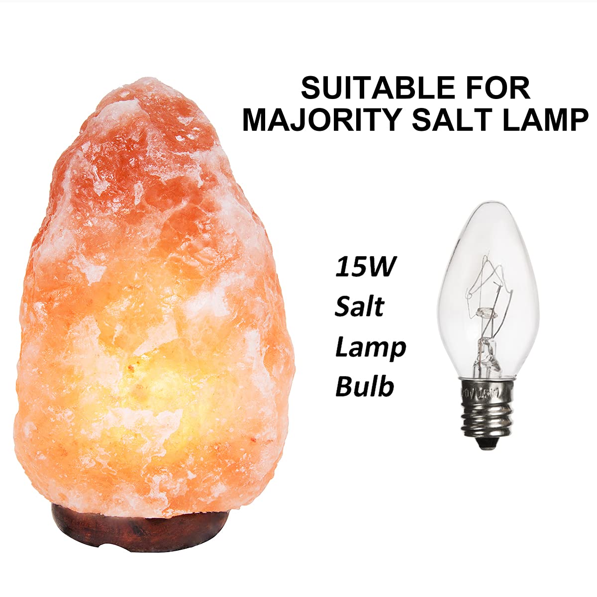 OHLGT 12 Pack Salt Lamp Light Bulbs 15 Watt, Himalayan Salt Lamp Original Replacement Bulbs E12 Socket Long Lasting Incandescent Bulbs Warm Light