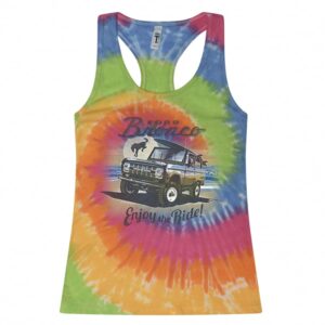 classic vintage ford bronco enjoy the ride cars and trucks tie-dye racerback tank top, eternity, medium