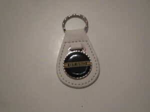 1965 - 1970 shelby gt-350 gt350 gold side stripe logo leather keychain - white