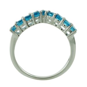 Carillon 0.62 Carat Neon Apatite Round Shape Natural Non-Treated Gemstone 10K White Gold Ring Engagement Jewelry for Women & Men