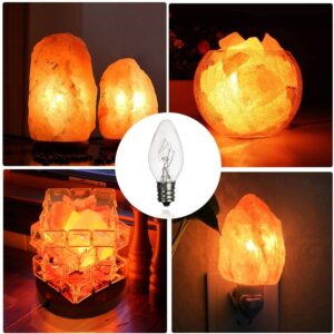 OHLGT Salt Lamp Light Bulbs 7 Watt, Himalayan Salt Lamp Original Replacement Bulbs E12 Socket Long Lasting Incandescent Bulbs -12 Pack (Low Wattage)