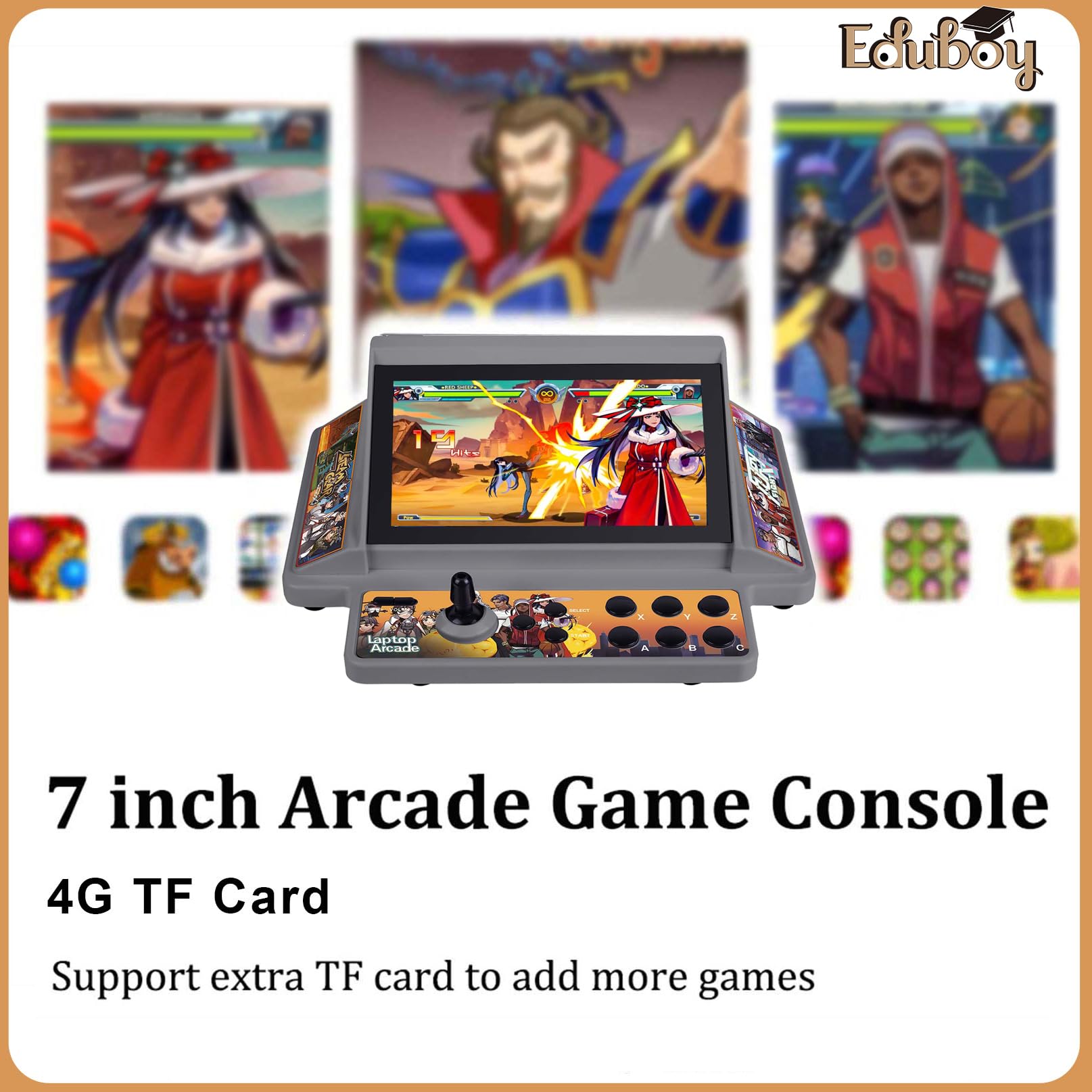 Eduboy 7" inch Android Game Machine, Laptop Retro Arcade Console,