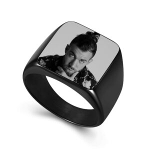 piercingj free engraved photo text polished signet rings stainless steel classic simple plain black signet ring size 12