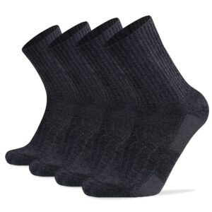 socks daze women 's heavy wool boot crew socks for cold weather, mens youth winter hot warm comfort full cushioned ultra soft thick socks, medium, 4 pairs dark grey