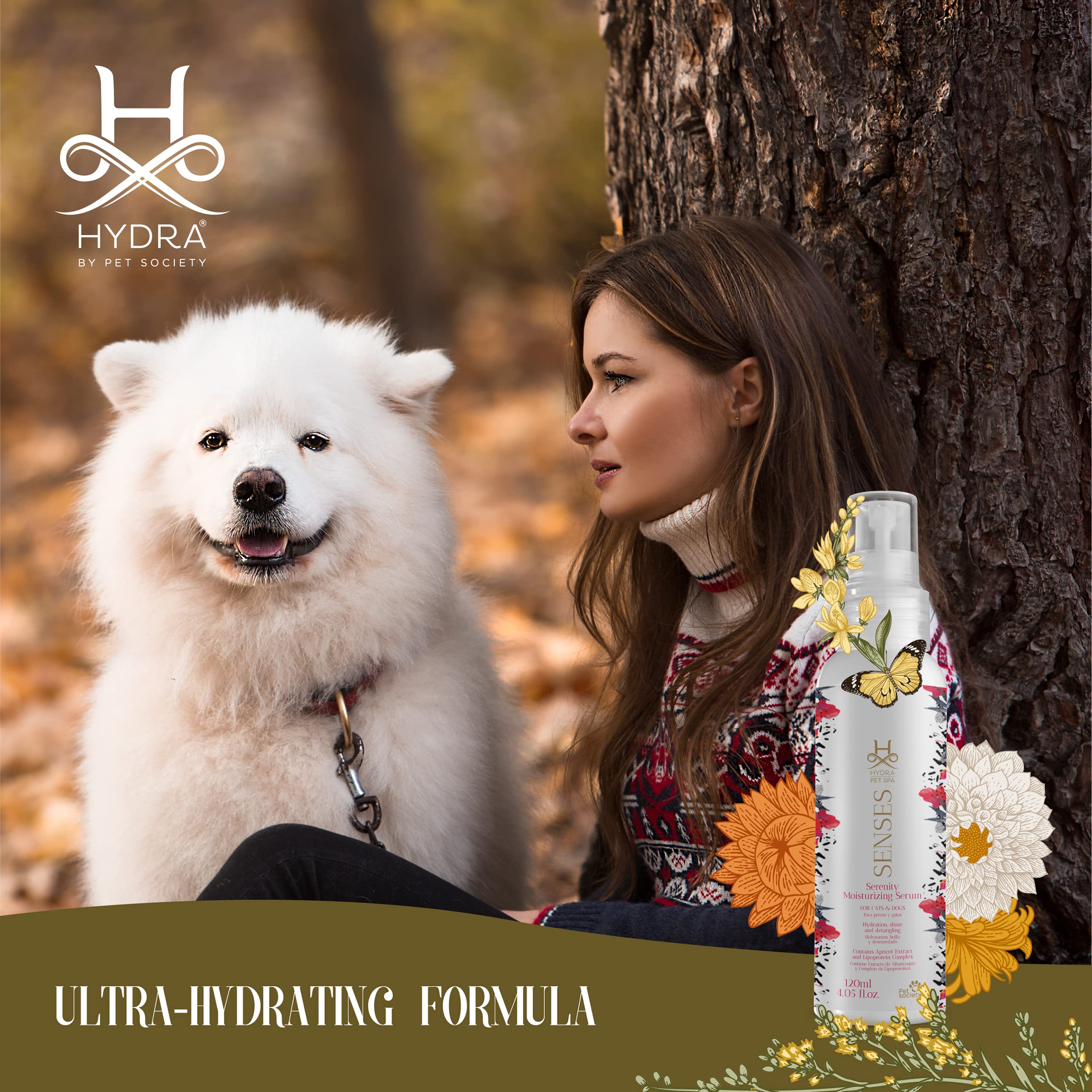 Hydra Senses Serenity Moisturizing Serum for Pets, Moisturizing Spray for Dogs and Cats, Pet Detangling Spray, Promotes a Soft and Shiny Coat