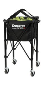 gamma sports ez travel cart pro, ball hopper with premium carry case, holds 120 pickleball balls or 150 tennis balls