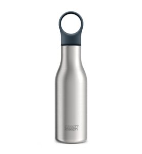 joseph joseph loop™ vacuum insulated water bottle 500 ml (17 fl. oz) - brushed/anthracite