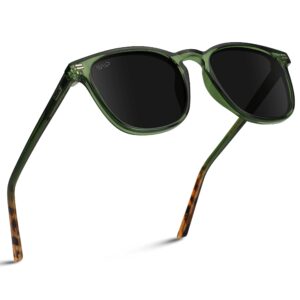 wearme pro polarized modern rounded square men's sunglasses (green frame/black lens)