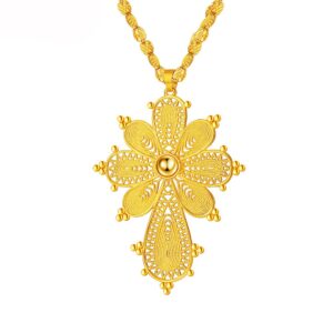 18k gold plated ethiopian cross pendant with ethiopian eritrea items