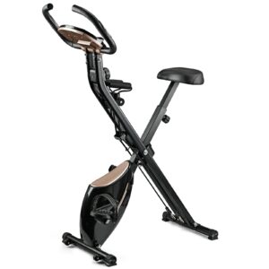 foldable exercise bike, solid x frame magnetic resistance 300 lb capacity stationary bikes indoor cycling for home gym