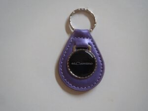 1959-1987 el camino script logo emblem leather keychain - purple