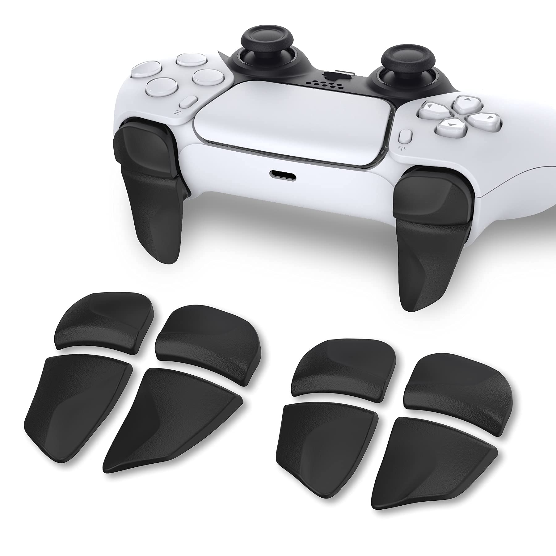 PlayVital Blade 2 Pairs Shoulder Buttons Extension Triggers for ps5 Controller, Game Improvement Adjusters for PS Portal Remote Player, Bumper Trigger Extenders for ps5 Edge Controller - Black