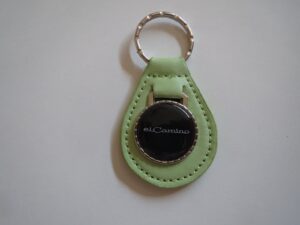 1959-1987 el camino script logo emblem leather keychain - bright green