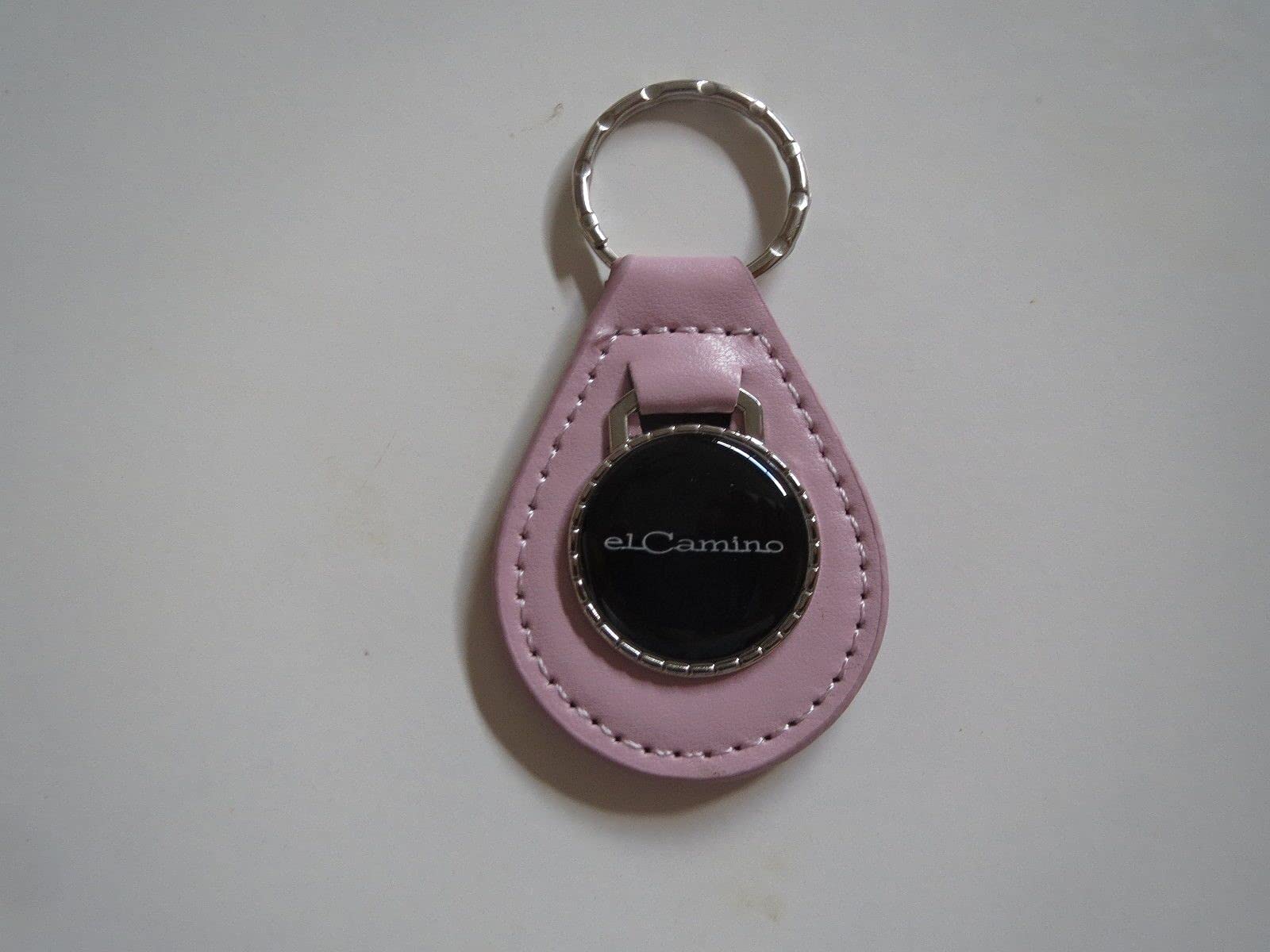 1959-1987 EL CAMINO SCRIPT LOGO EMBLEM LEATHER KEYCHAIN - PINK