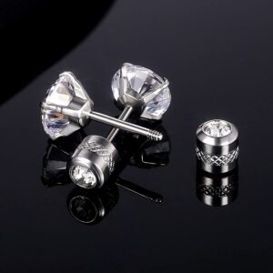 Titanium Screw Back Pack of Earrings Cubic Zirconia Studs for Women Men 20G Helix Piercing Post Surgical Stainless Steel Hypoallergenic for Sensitive Ears Simulated Diamond