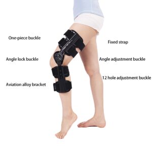 Hinged Adjustable Knee ROM Brace Patella Brace Support Stabilizer Immobilizer for ACL MCL and PCL Arthritis or Fracture Knee Injury Recovery Post Op Knee Support for Men and Women