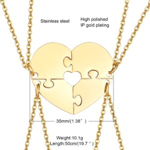 MEALGUET Personalized Name Initial Stainless Steel Heart Shape BFF Puzzle Pendant Necklace 2/3/4/5 Pieces for Family Lover Best Friend Soulmate Matching Necklace Set customized19 Chain