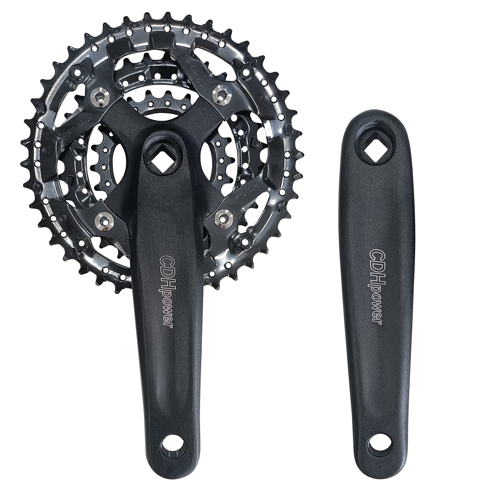 DONSP1986 Triple Speed Aluminum Alloy Square Crankset 170mm 104/64bcd 42/32/22T with Chainring Crankarms, Crank Set Chainset for Mountain Road Bike Fixed Gear Bicycle