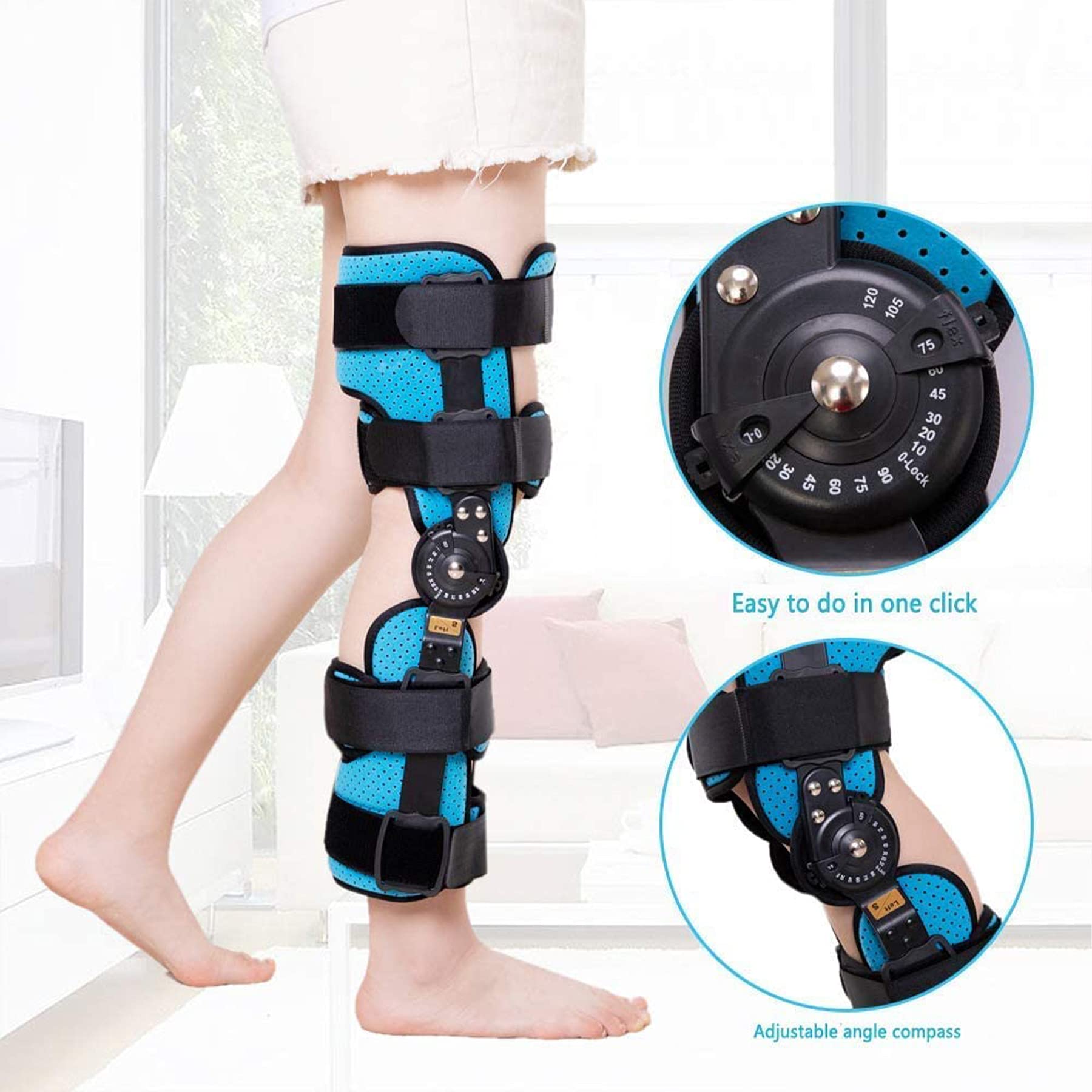 WILLQ ROM Knee Brace ​Post-Op Hinged Immobilizer Support Knee Brace for Recovery Stabilization MCL and PCL Injury Adjustable Medical Orthopedic Support Stabilizer After Surgery,Small