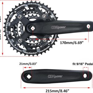 DONSP1986 Triple Speed Aluminum Alloy Square Crankset 170mm 104/64bcd 42/32/22T with Chainring Crankarms, Crank Set Chainset for Mountain Road Bike Fixed Gear Bicycle