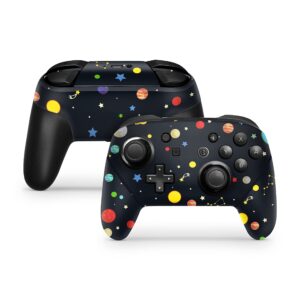 tacky design galaxy skin for nintendo switch pro controller, black planet decals vinyl 3m stickers full wrap cover