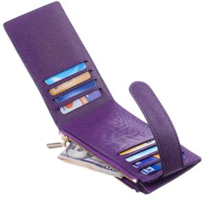 Chelmon Women's RFID Slim Card Holder Wallet: Thin Bifold with Multi-Card Case & Zipper Coin Pocket Purse (Deep Purple)