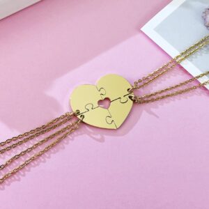 MEALGUET Personalized Name Initial Stainless Steel Heart Shape BFF Puzzle Pendant Necklace 2/3/4/5 Pieces for Family Lover Best Friend Soulmate Matching Necklace Set customized19 Chain