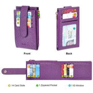 Chelmon Women's RFID Slim Card Holder Wallet: Thin Bifold with Multi-Card Case & Zipper Coin Pocket Purse (Deep Purple)