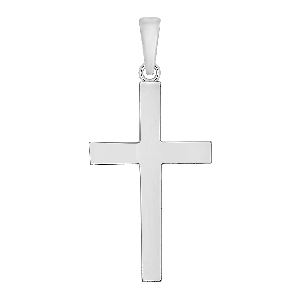 Jewelry America 14k Solid White Gold Traditional Plain Religious Cross Pendant