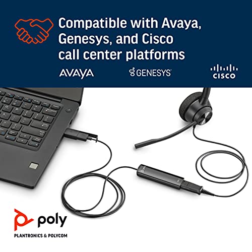 Poly DA75 USB-A/USB-C digital adapter - Works with Poly Call Center Quick Disconnect (QD) Headsets - Works with Avaya, Genesys,&Cisco call center platforms