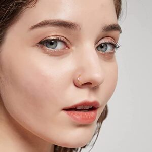 Small Gold Nose Ring Hoop for Women, Tiny Thin 14k Gold Filled Nose Piercing Hoop Jewelry 7mm 22G