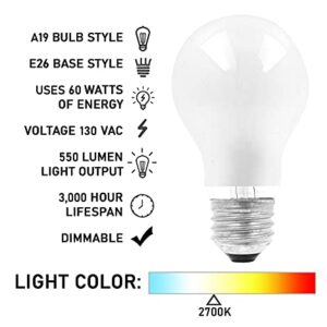 Mandala Crafts Rough Service Appliance Light Bulbs 60-Watt Light Bulbs - Dimmable E26 A19 Bulb Pack of 6 - Appliance Frosted Incandescent Light Bulbs 60 Watt Soft White