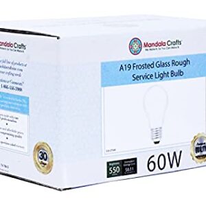 Mandala Crafts Rough Service Appliance Light Bulbs 60-Watt Light Bulbs - Dimmable E26 A19 Bulb Pack of 6 - Appliance Frosted Incandescent Light Bulbs 60 Watt Soft White