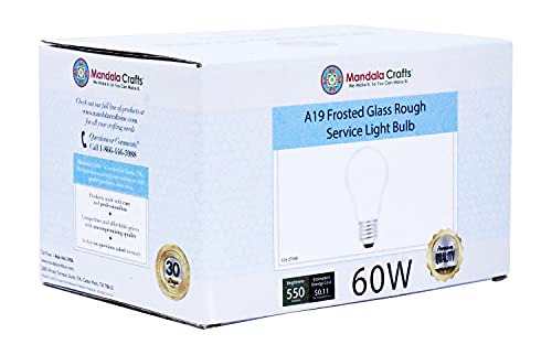 Mandala Crafts Rough Service Appliance Light Bulbs 60-Watt Light Bulbs - Dimmable E26 A19 Bulb Pack of 6 - Appliance Frosted Incandescent Light Bulbs 60 Watt Soft White