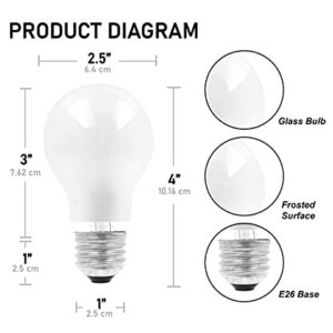 Mandala Crafts Rough Service Appliance Light Bulbs 60-Watt Light Bulbs - Dimmable E26 A19 Bulb Pack of 6 - Appliance Frosted Incandescent Light Bulbs 60 Watt Soft White