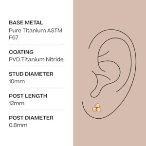 Tini Lux | Hypoallergenic Earrings | Astrid Studs | Silver | Titanium Stud Earrings for Women | Silver Earrings Studs, Sensitive Ears, Trendy Womens Earring Set (Gold)