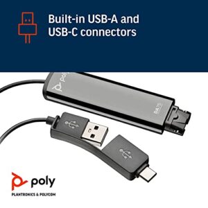 Poly DA75 USB-A/USB-C digital adapter - Works with Poly Call Center Quick Disconnect (QD) Headsets - Works with Avaya, Genesys,&Cisco call center platforms