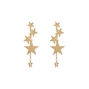 18k gold star long tassel dangle earrings for women shooting star earrings meteor lucky star pearl drop earrings jewelry (gold)