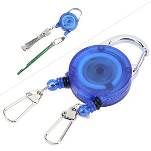 salutuy retractable steel wire retractor, fly fishing double retractor 48cm fly fishing tools portable independent fixation for camping for fishing